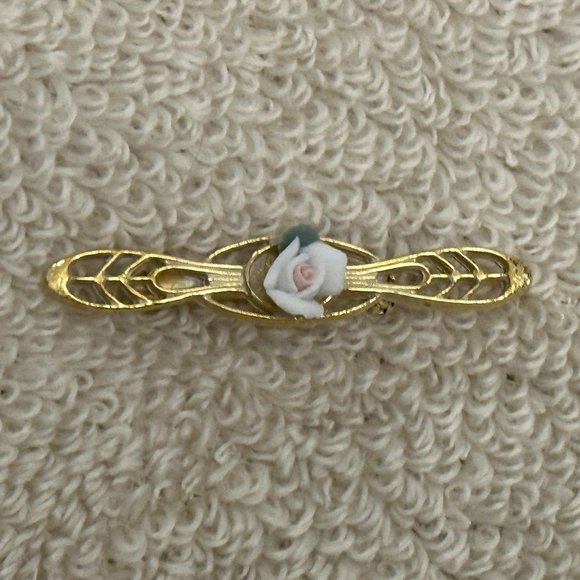 1928 | Jewelry | 928 Gorgeous Vintage Porcelain Rose Flower Bar Brooch ...